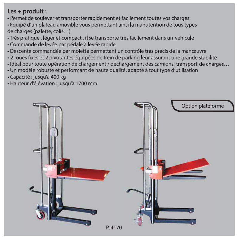 gerbeur manuel pour préparation de commandes
