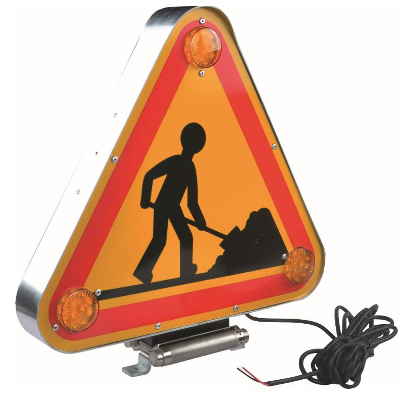 triangle de signalisation travaux double face à leds