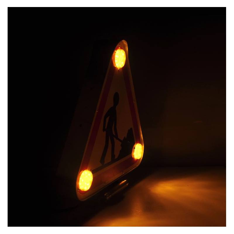 triangle de signalisation travaux double face à leds