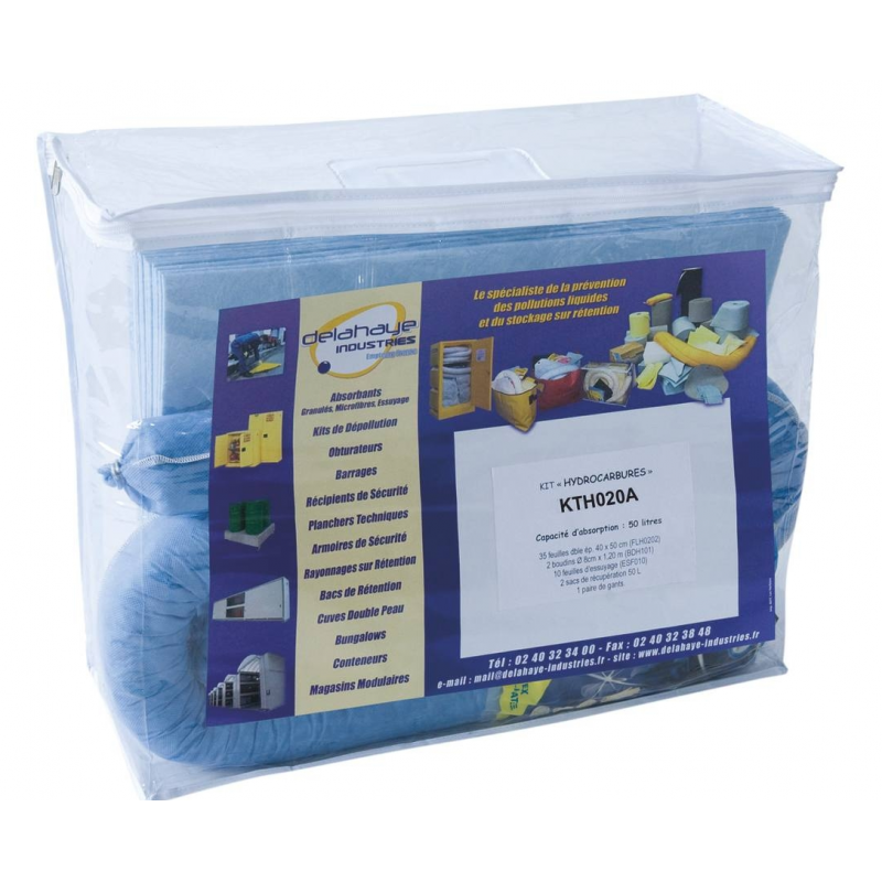 kit d'intervention absorbant pour hydrocarbures